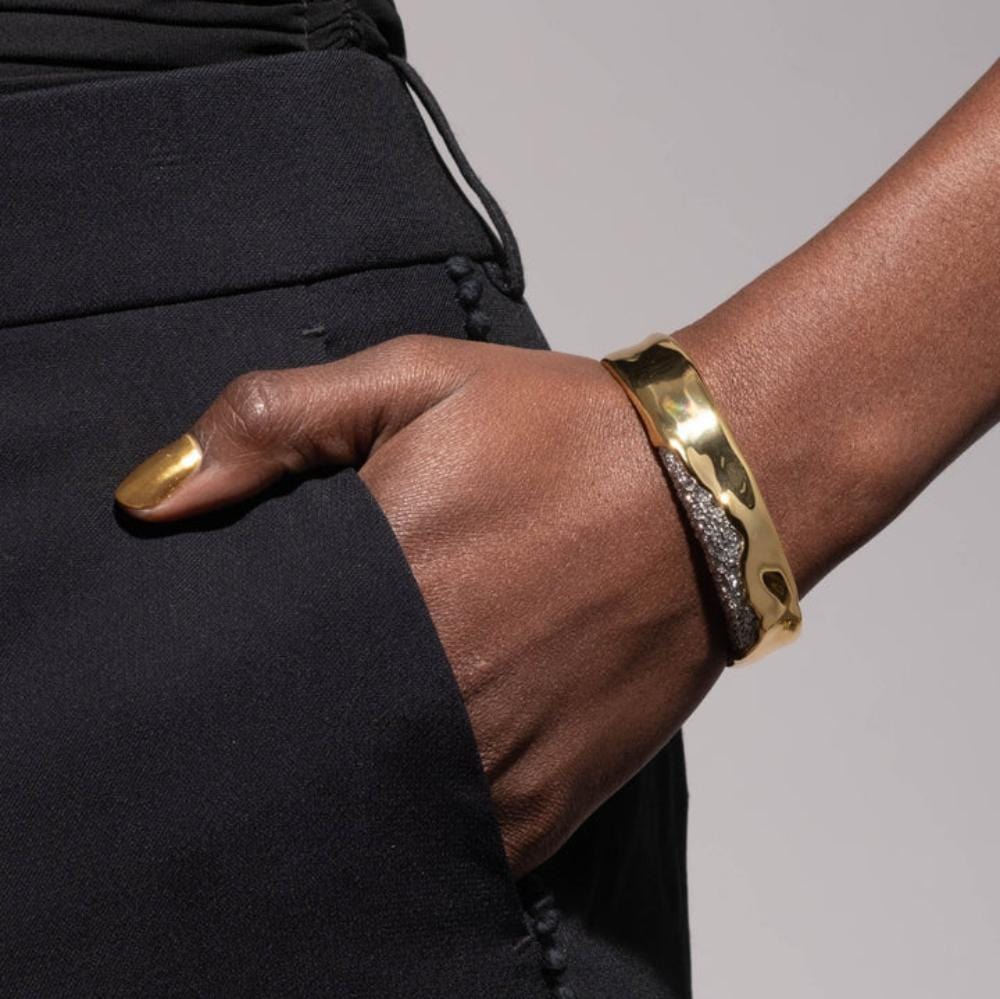 Alexis Bittar Solanales Gold Crystal Cuff Bracelet Loulerie
